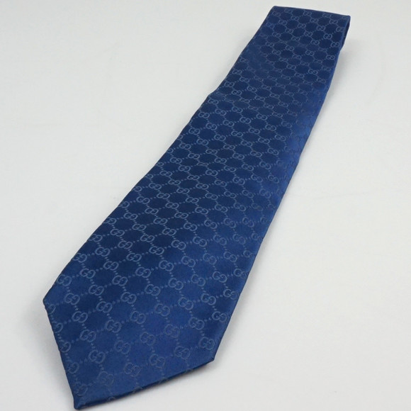 Gucci | Bags | Gucci Gg Pattern Silk Tie Navy Blue | Poshmark